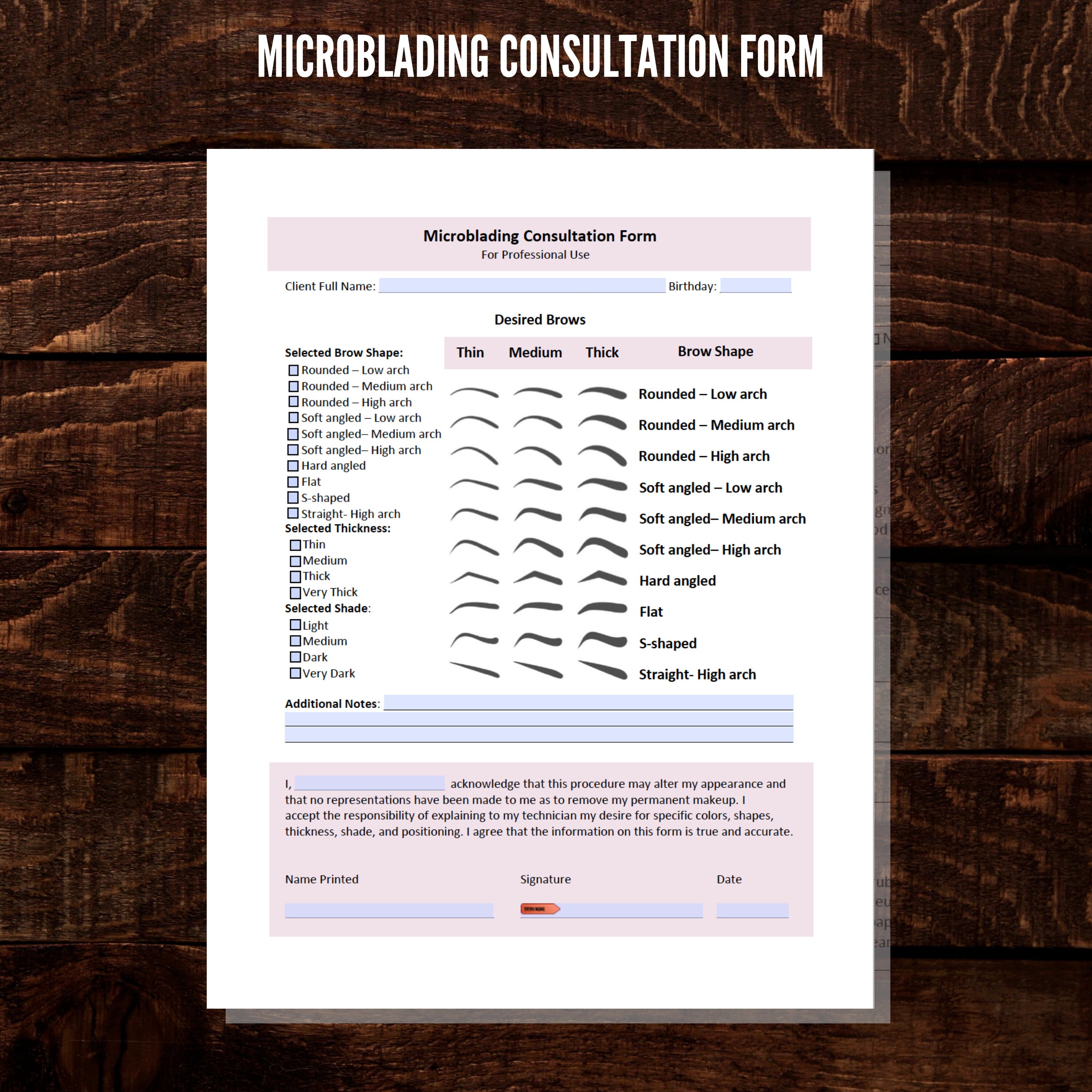 Printable Microblading Consent Forms Microblading Business - Etsy Canada