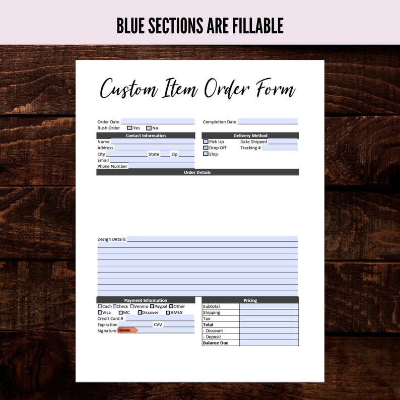 Custom Order Form Template - Etsy