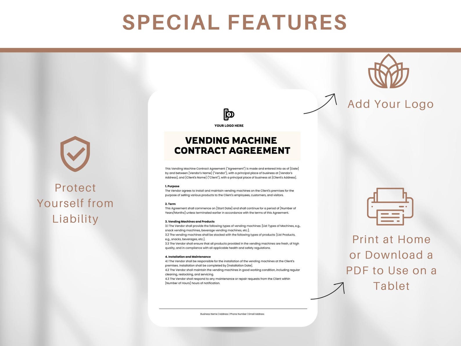 Vending Machine Contract Template: Editable Canva Agreement (digital ...