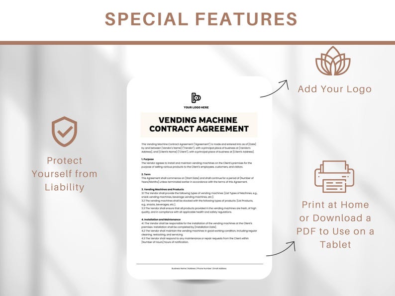 Vending Machine Contract Template: Editable Canva Agreement (digital ...