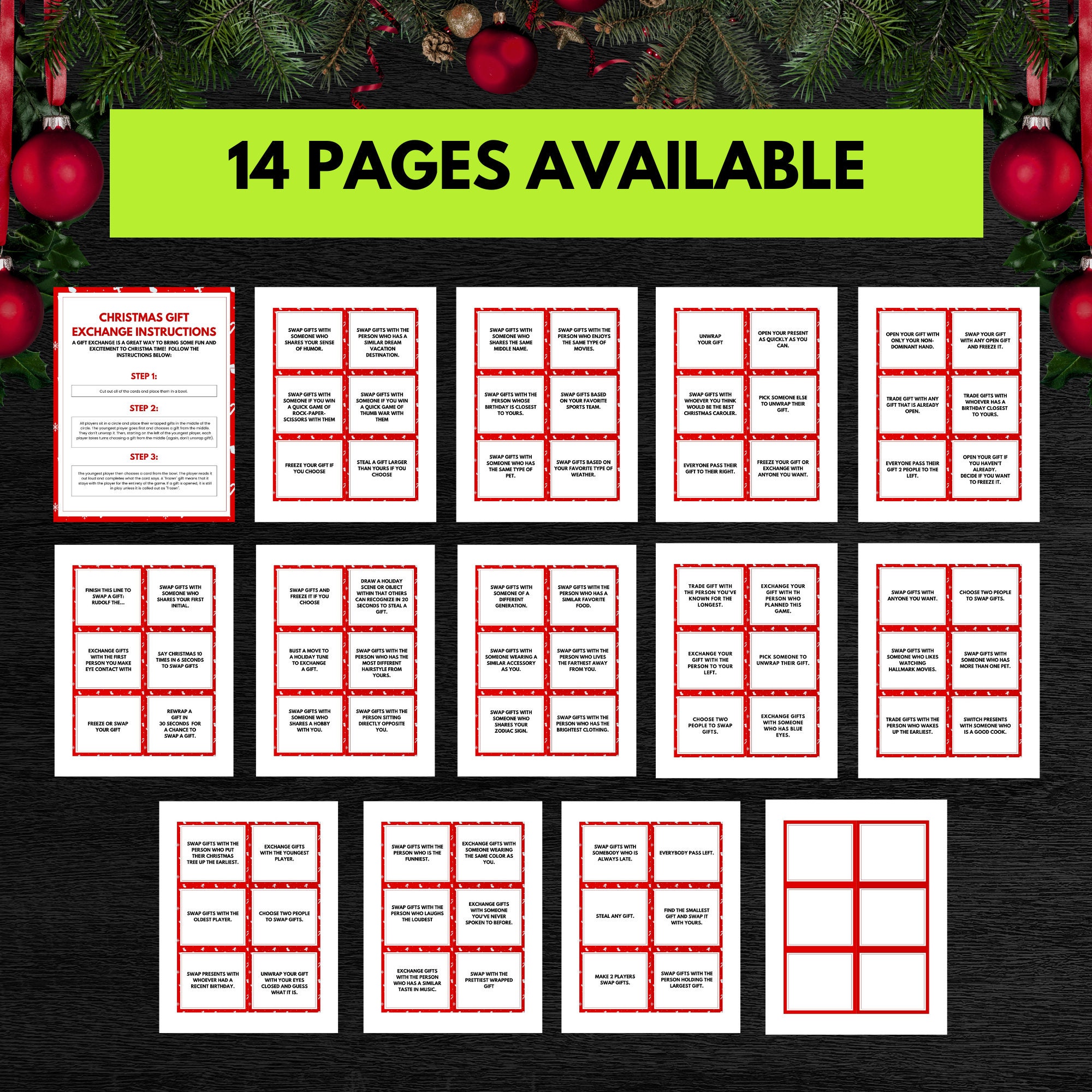 Christmas Gift Exchange Game, Holiday Party Activity (downloadable PDF ...