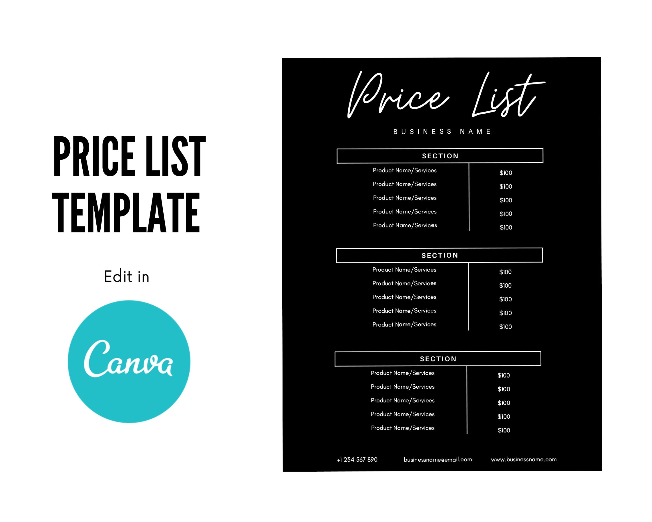 Editable DIY Hair Price List Template Salon Price List - Etsy