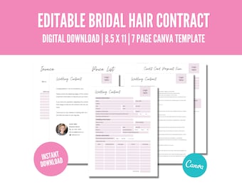 Editable Bridal Hairstylist Contract - Etsy