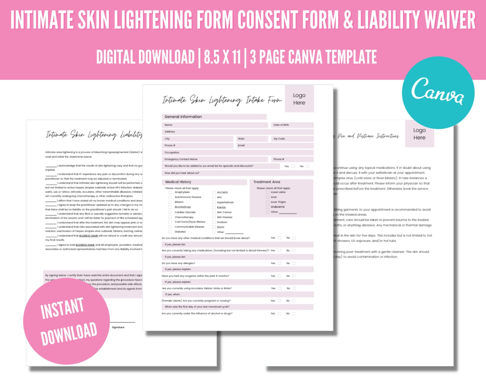 Editable Anal Bleaching Consent Form Skin Bleaching Intake - Etsy Israel
