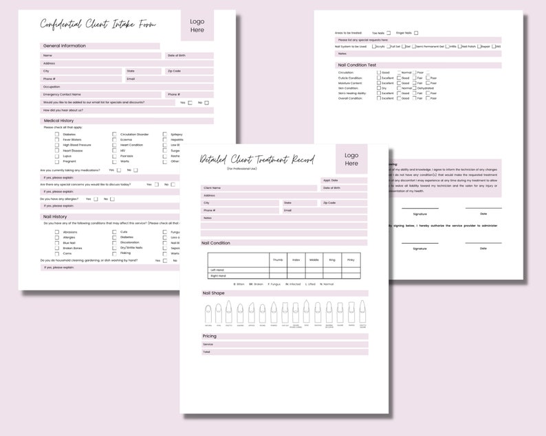 Nail Salon Waiver Form Nail Consultation Form Nail Consent - Etsy Australia