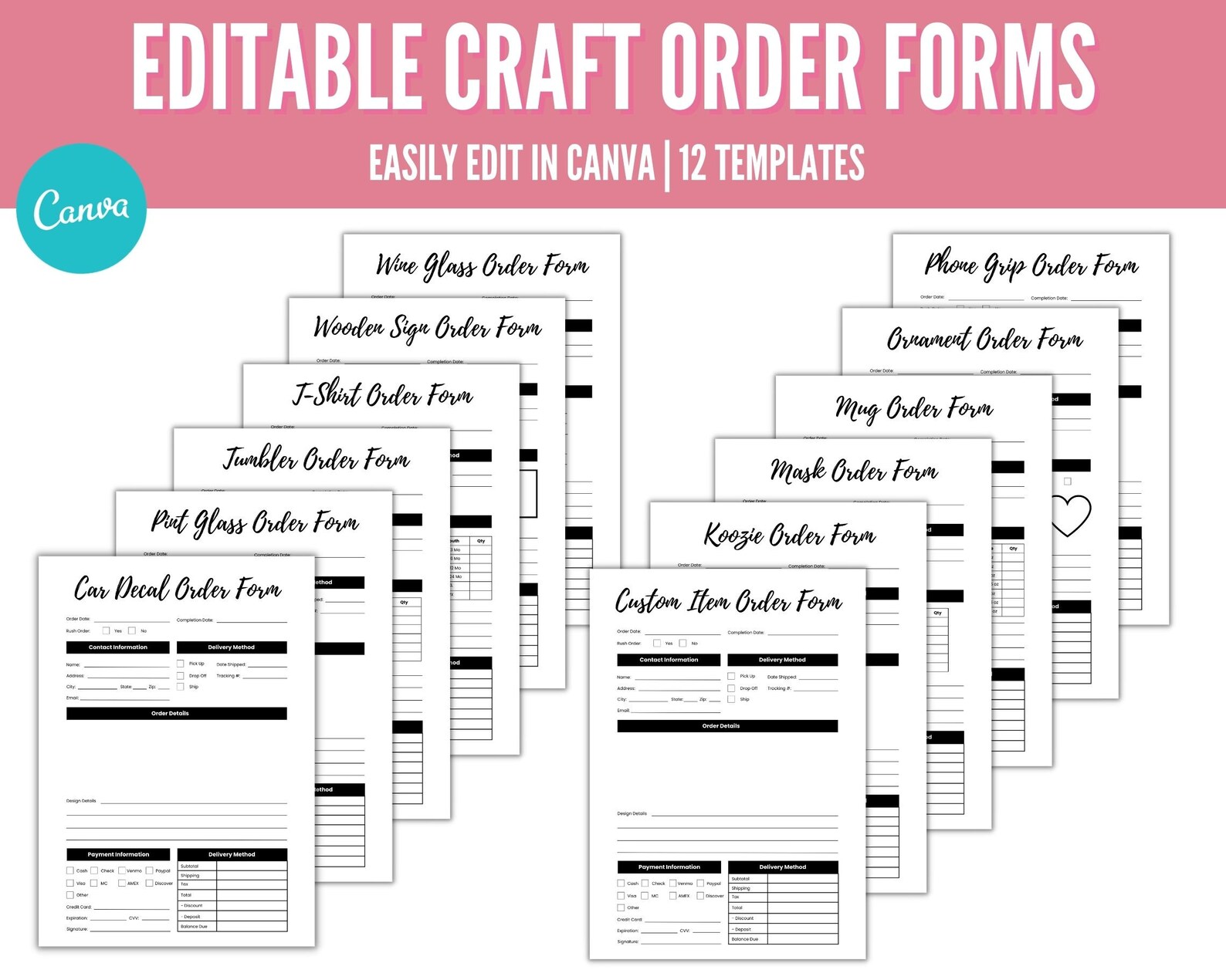 Editable Craft Order Form Templates Order Forms for Craft - Etsy