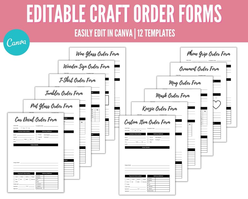 Editable Craft Order Form Templates Order Forms for Craft - Etsy