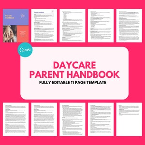 Daycare Parent Handbook, Daycare Handbook for Parents, Parent Handbook ...