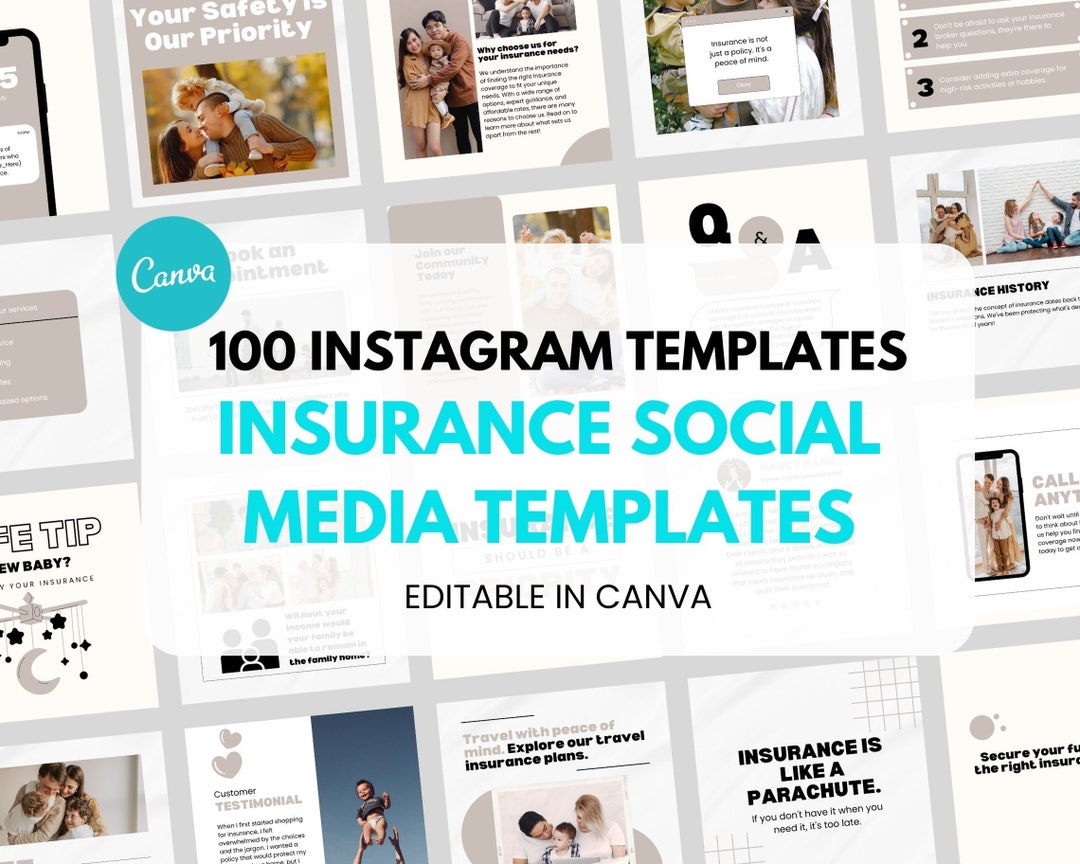 Insurance Social Media Templates: 100 Canva Posts (digital Download) - Etsy