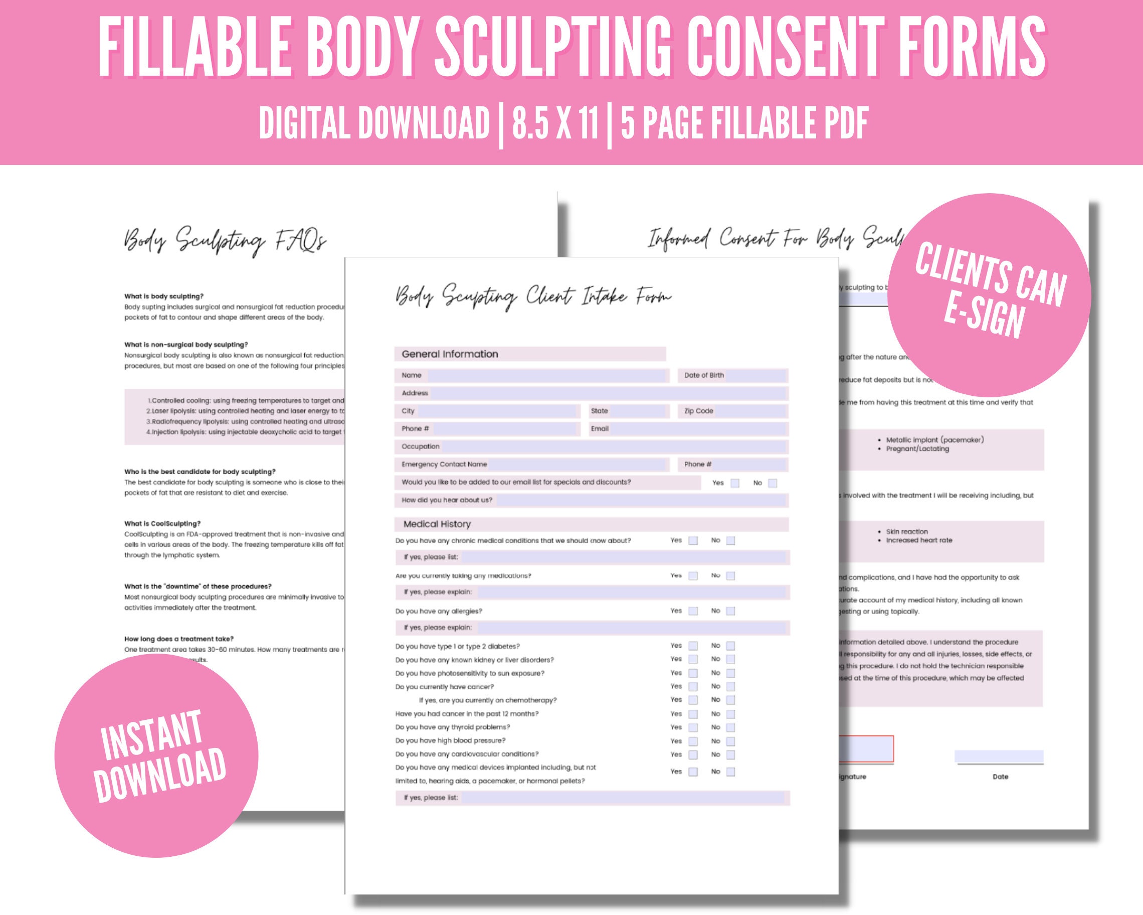 E-sign Body Contouring Intake Form Body Sculpting Consent | Etsy