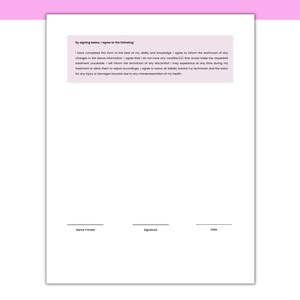 Lingam Steam Intake Forms: Esthetician Client Consent (canva Template ...