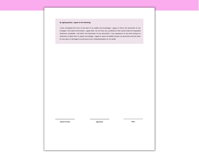 Lingam Steam Intake Forms: Esthetician Client Consent (canva Template ...