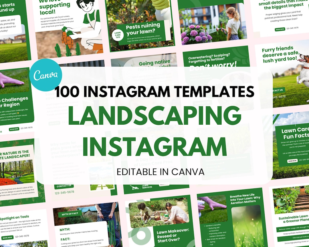 Landscaping Instagram Templates: Lawn Care Social Media (canva) - Etsy