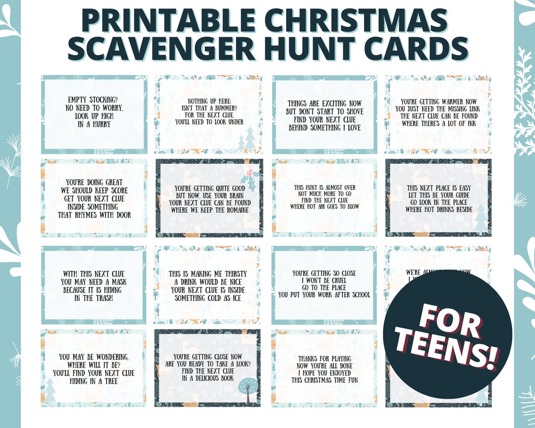 Christmas Scavenger Hunt for Teens Christmas Scavenger Hunt - Etsy
