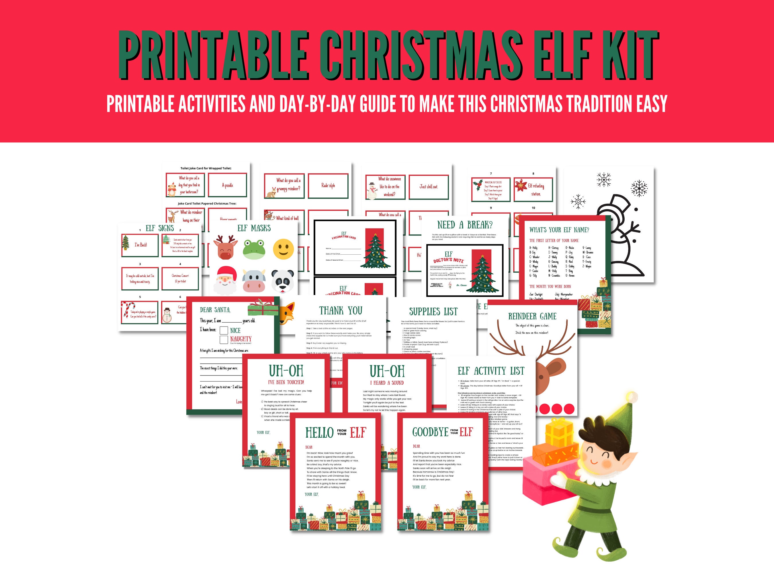 Elf Activity Kit Printable: Editable Christmas Games (digital Download ...