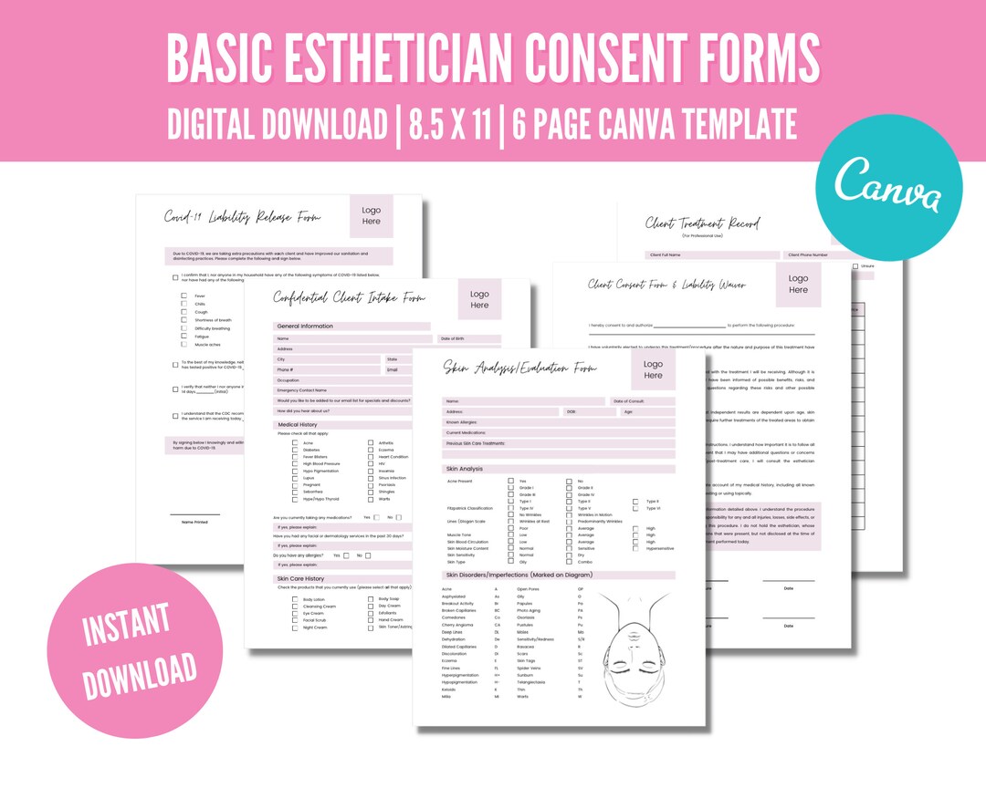 Esthetician Consent Forms Facial Consent Forms Client Intake - Etsy