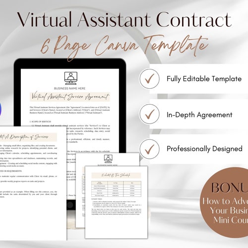Virtual Assistant Contract Template Client Agreement Service - Etsy