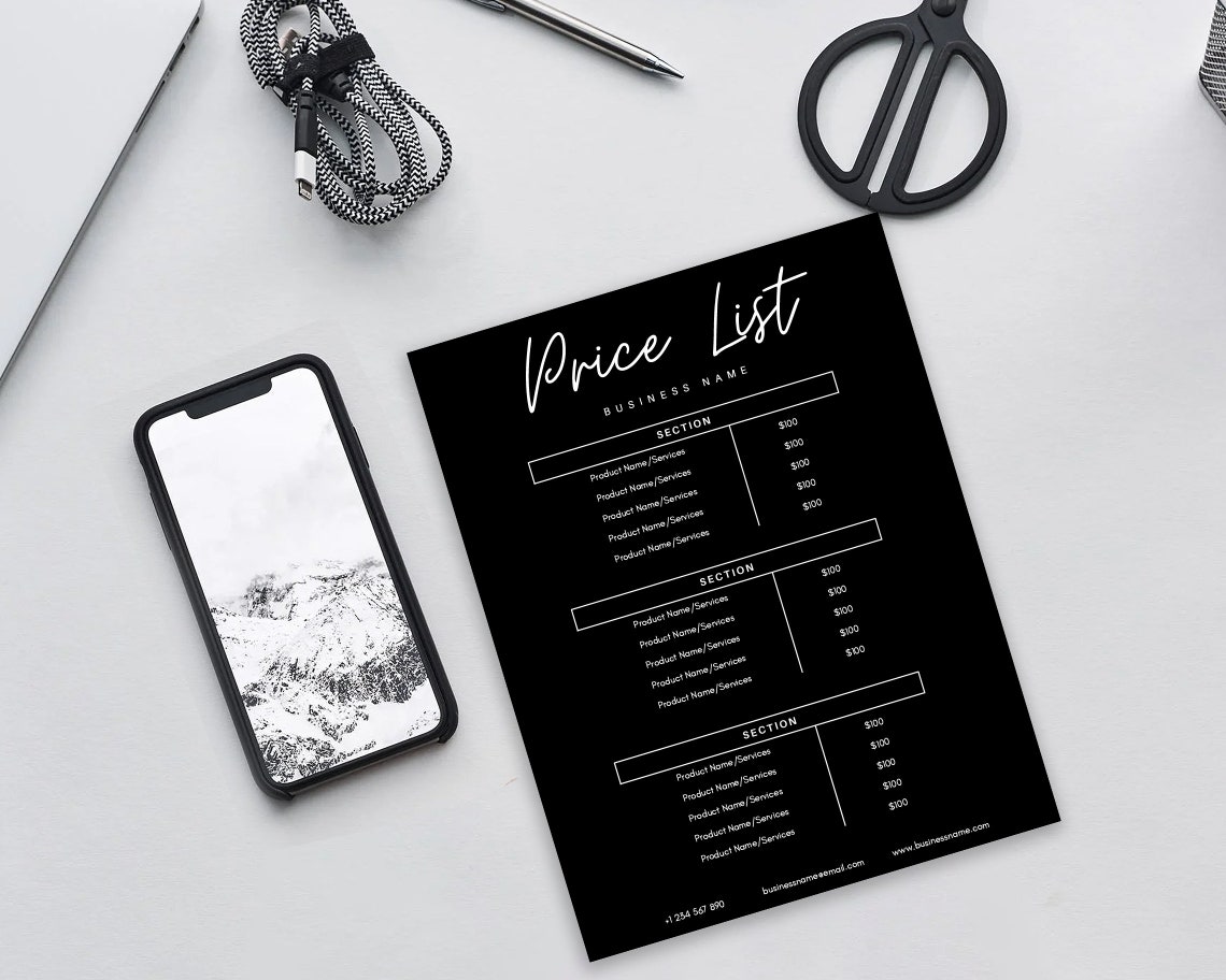 Editable DIY Hair Price List Template Salon Price List - Etsy