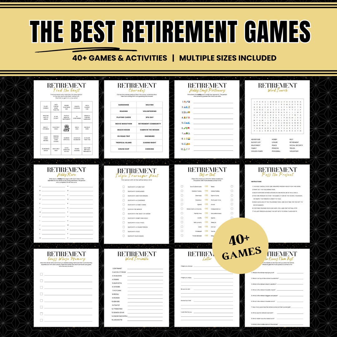 40+ Retirement Party Games: Fun Activities, Trivia, Charades (3 Pdfs ...