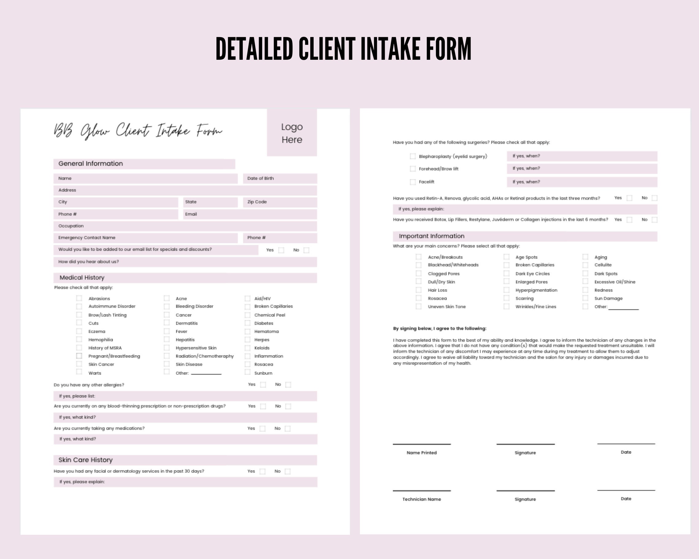 BB Glow Consent Form Treatment Consent Form BB Glow | Etsy Australia