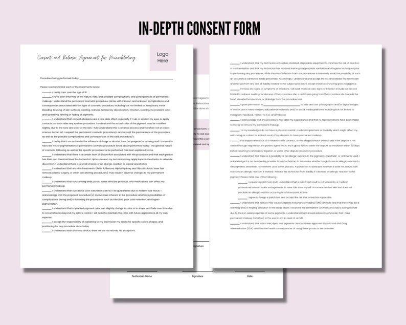 Editable Microblading Consent Form Consent and Release Form - Etsy