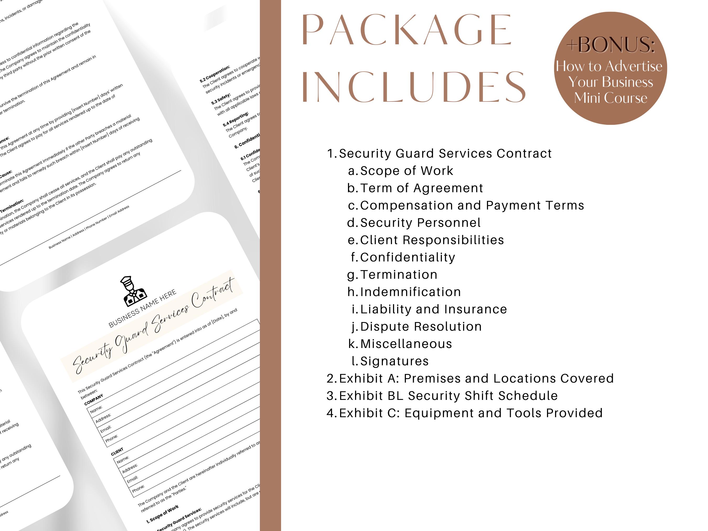Security Guard Services Contract Template: Editable Canva Business Form ...