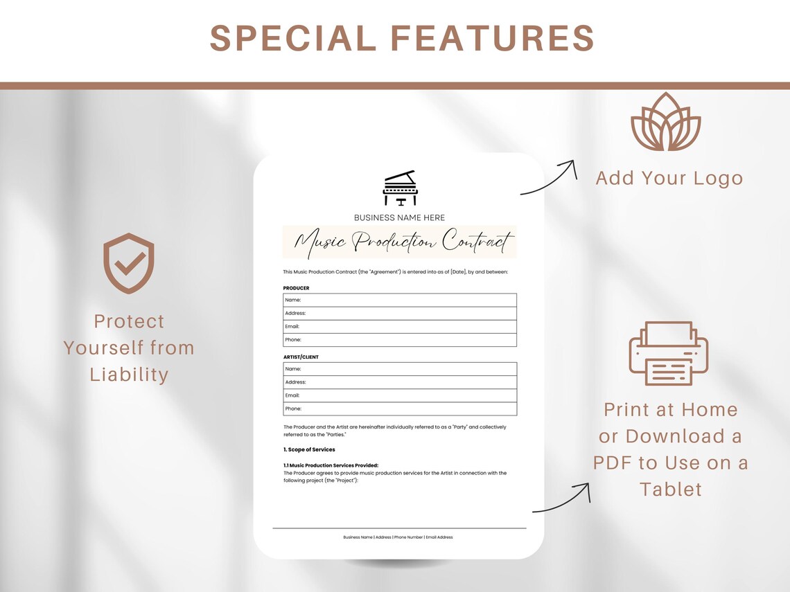 Music Production Contract Template: Editable Canva Agreement (digital ...