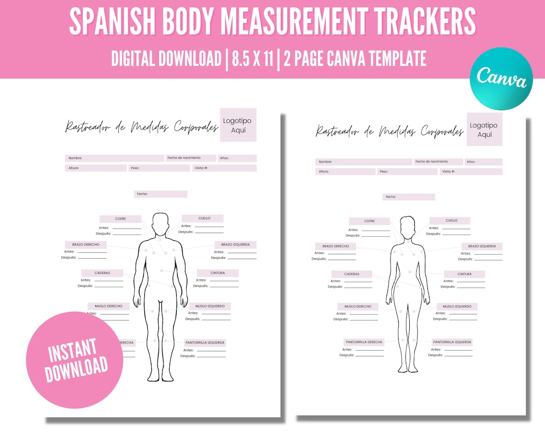 Spanish Editable Body Measurement Tracker Printable Fitness - Etsy