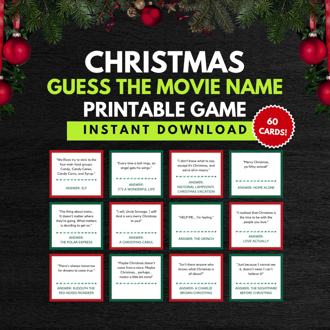Christmas Movie Trivia Game Printable, Guess the Christmas Movie Game ...