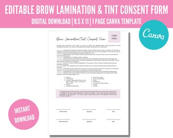 Editable Brow Lamination & Brow Tint Intake and Consent Form | Etsy Canada