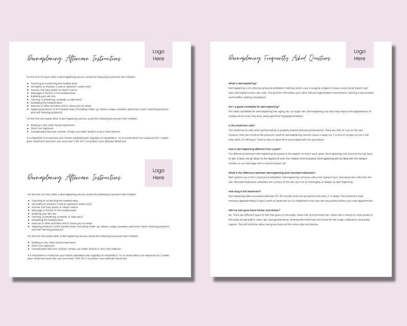 Editable Dermaplaning Consent Forms Bundle, Esthetician Forms, Canva Template - Etsy