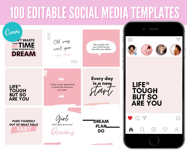 Editable Instagram Post Templates Canva Instagram Content - Etsy