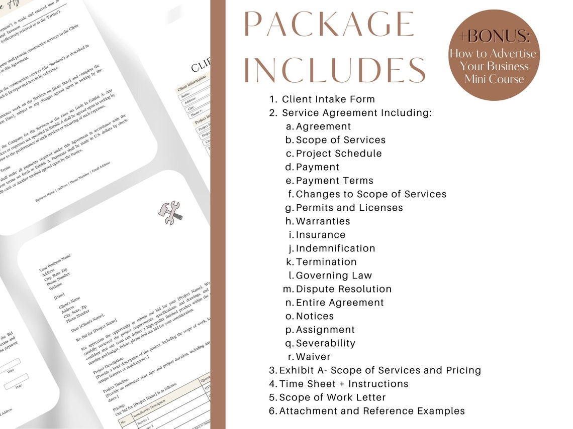 Construction Contract Template: Editable Service Agreement (canva ...
