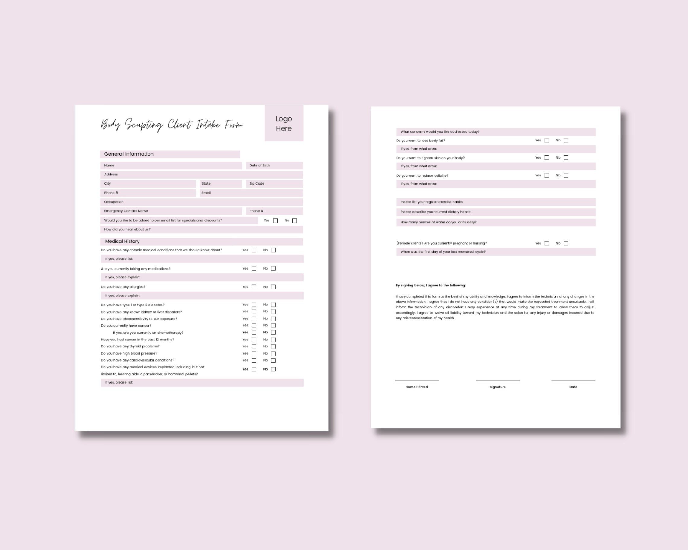 Editable Body Sculpting Forms Simple Body Sculpting Consent - Etsy