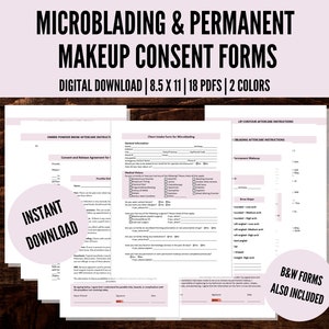 Printable Microblading Consent Forms, Microblading Business Forms ...