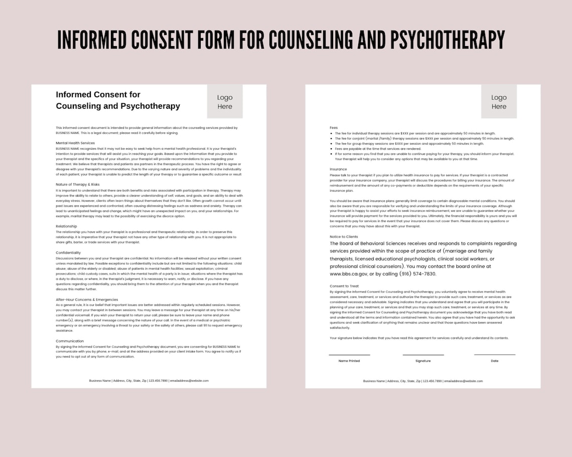 Counseling Intake Forms: Editable Client Templates (canva Template) - Etsy