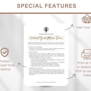 Podcast Guest Release Form Template: Editable Canva Contract - Etsy