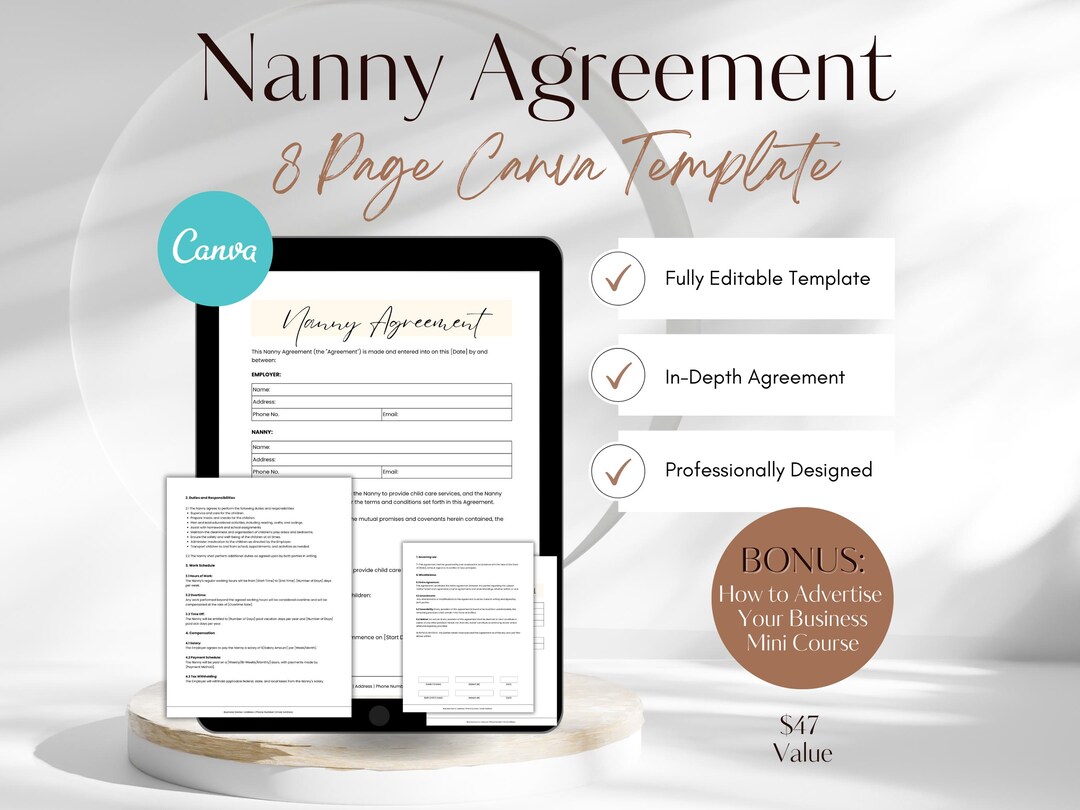 Nanny Contract, Nanny Agreement Sample, Nanny Agreement Example, Nanny ...