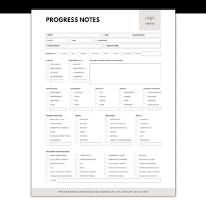 Progress Notes Template, Progress Notes for Mental Health, Progress ...