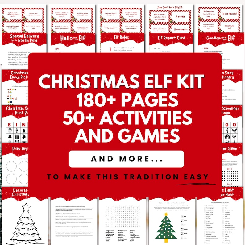 Elf Activity Kit, Printable Christmas Games, Props & Accessories ...