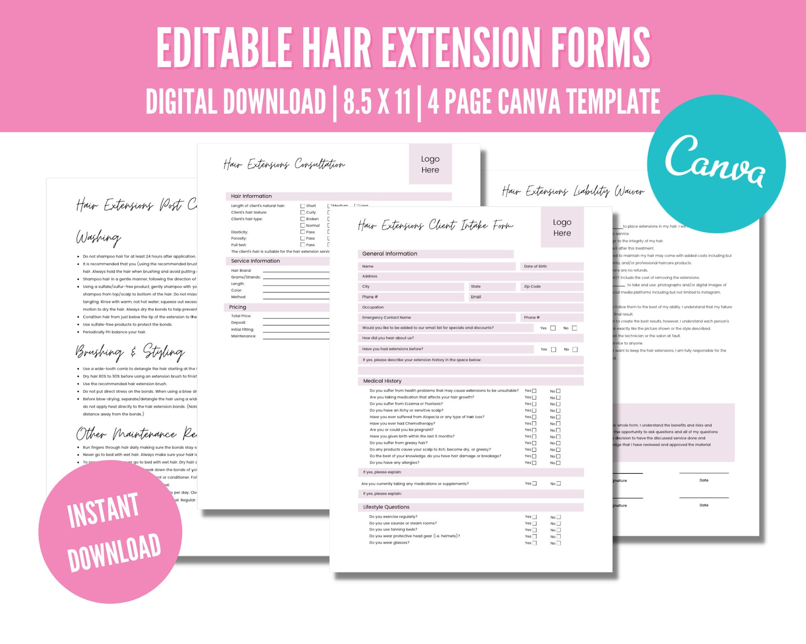 Hair Extensions Consultation Form Hair Extensions Release - Etsy