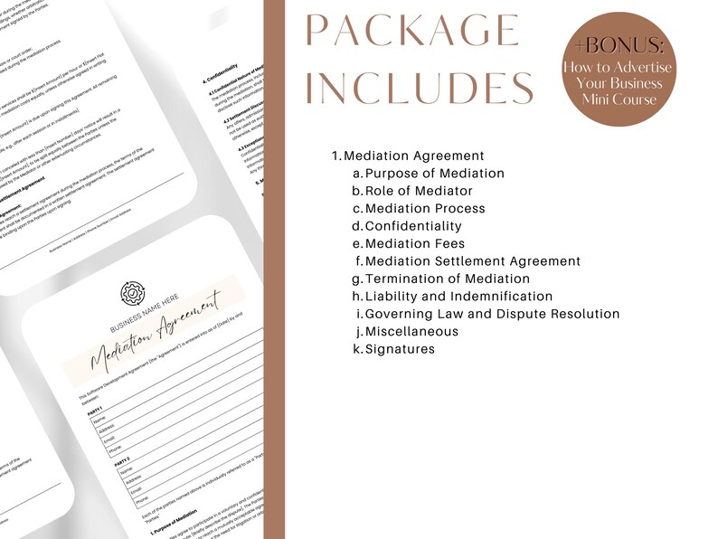 Mediation Agreement Template: Editable 5-page Canva Contract (digital ...