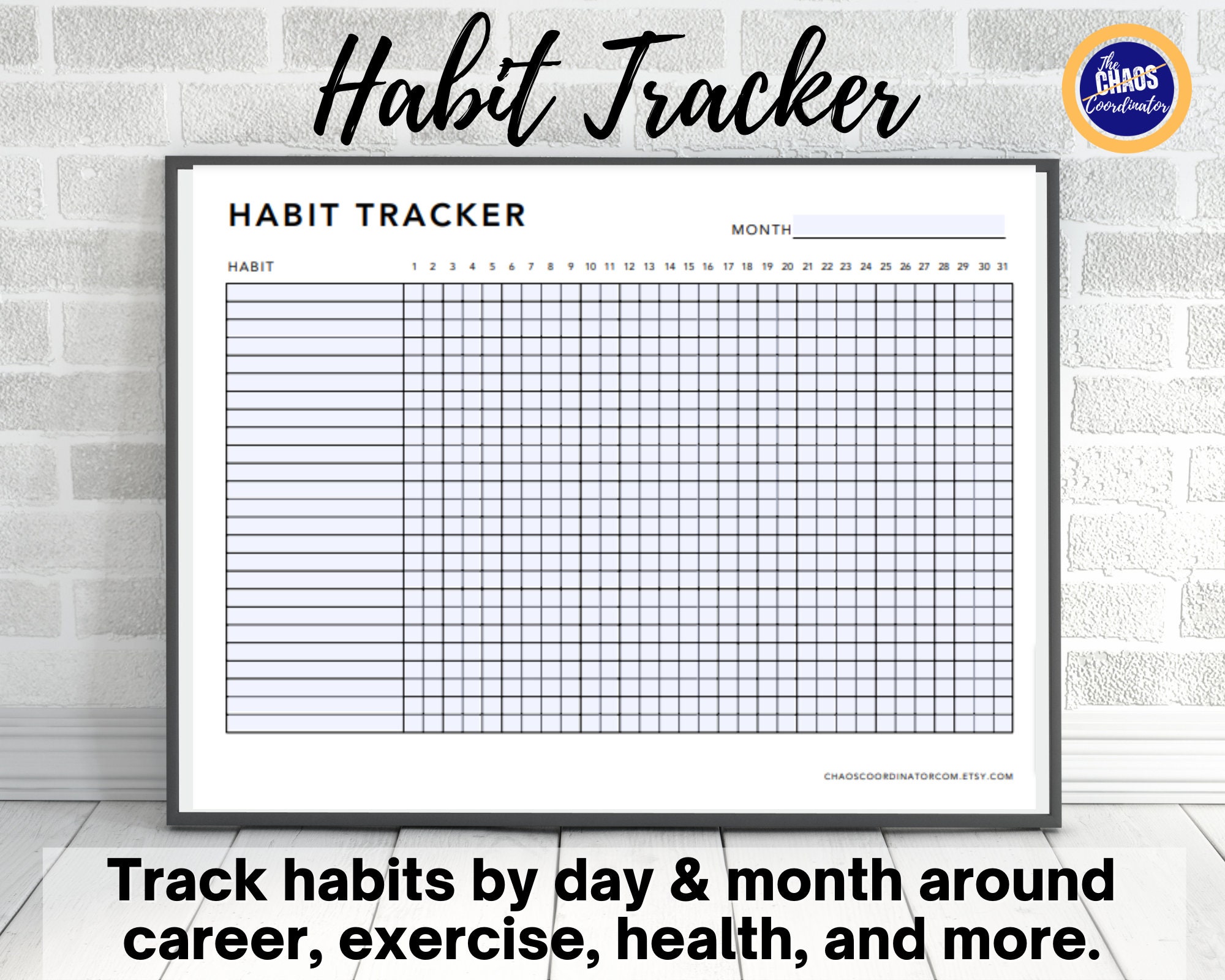 Editable Monthly Habit Tracker Printable Planner Adults Home Kids Habit ...
