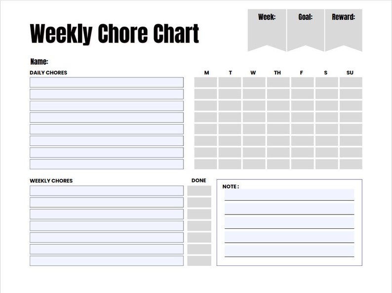 Editable Weekly Chore Chart: Allowance & Reward Tracker (digital ...