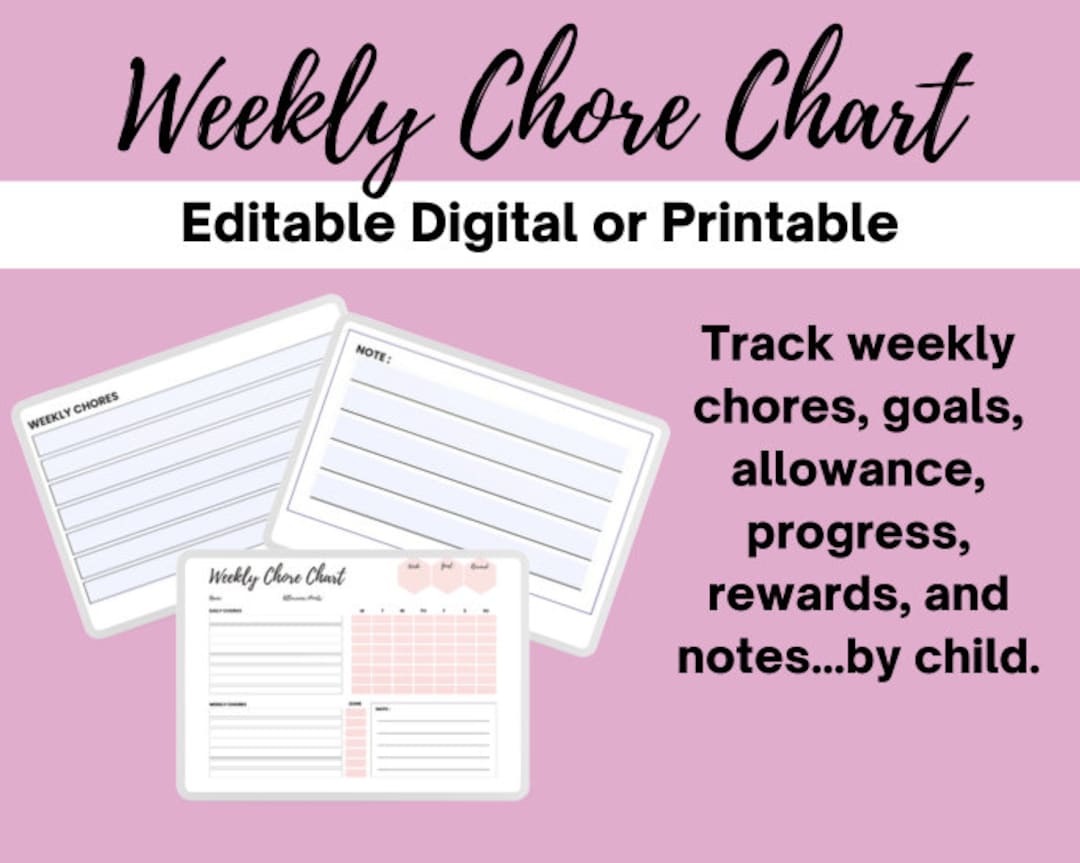 Fillable Weekly Chore Chart to Keep Your Kids, and the Whole Family on ...