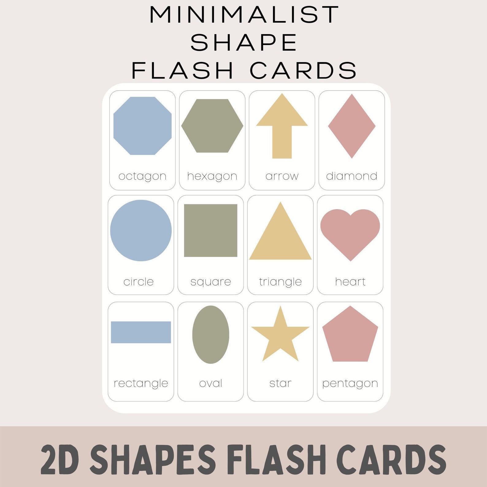 2D SHAPES FLASH CARDS | 2D Shapes for Preschool - Etsy