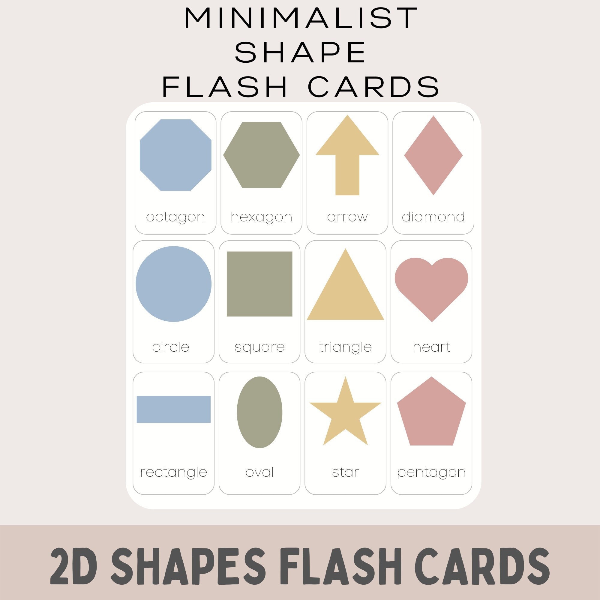 2D SHAPES FLASH CARDS | 2D Shapes for Preschool - Etsy