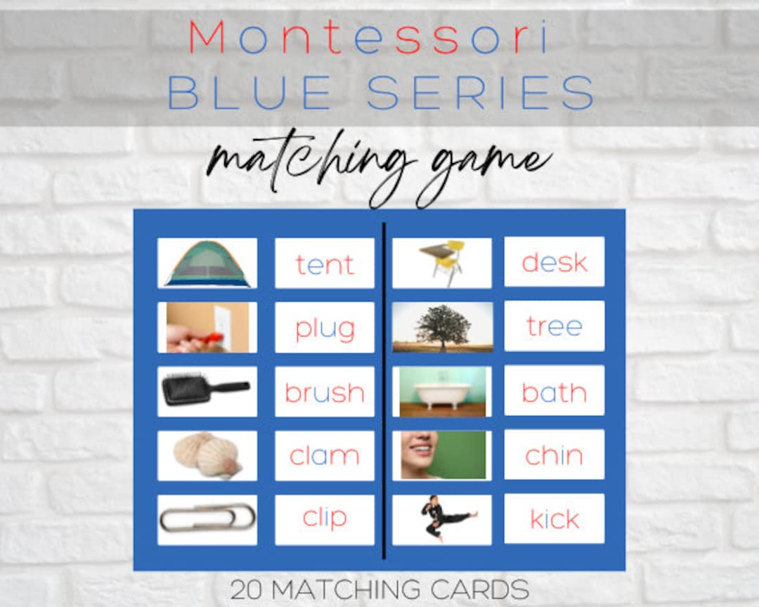 MONTESSORI MATCHING GAME | Blue Series - Etsy