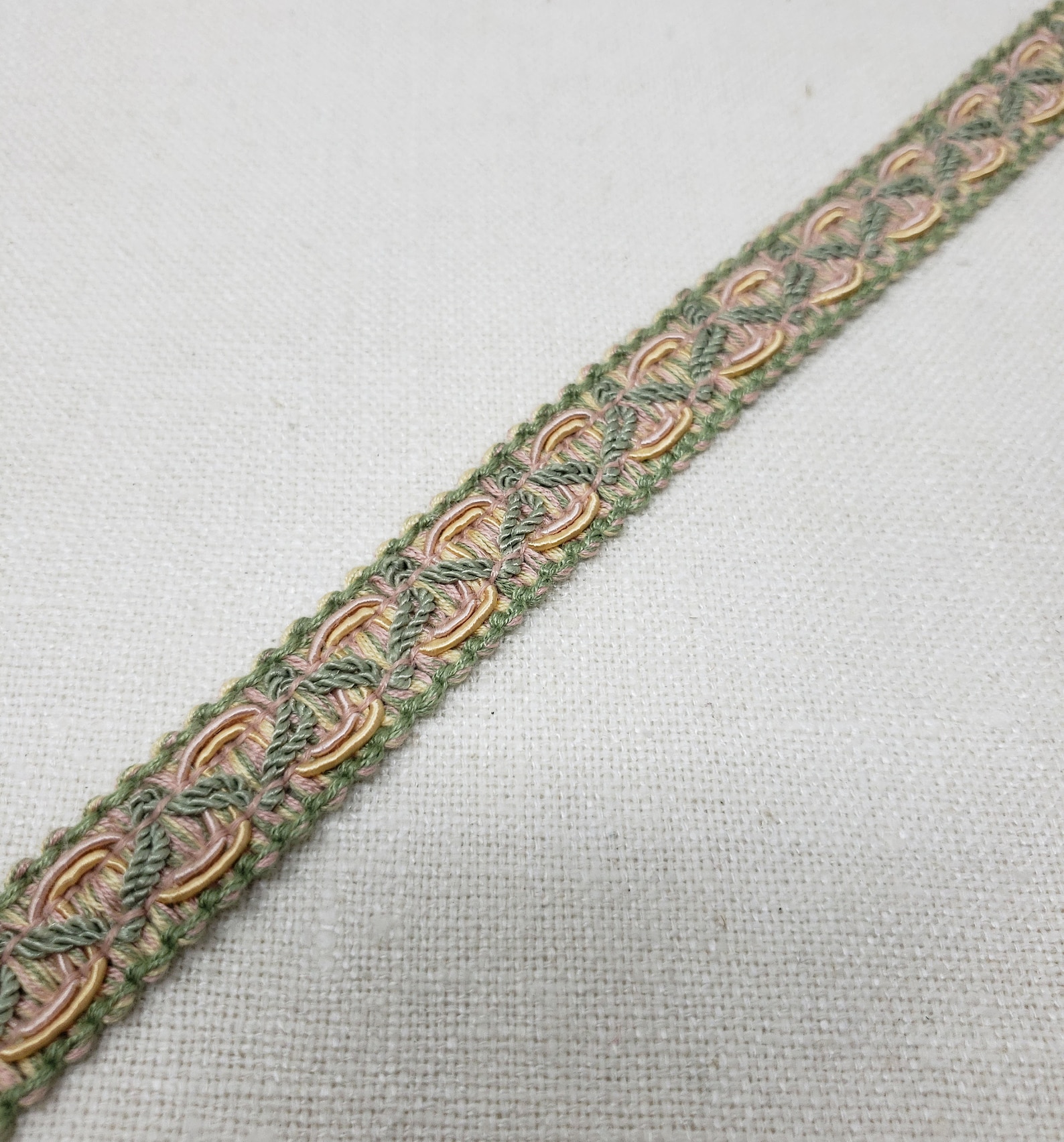 Vintage Braided Gimp, Green and Pink Gimp Trim, Decorative Trim, by the ...
