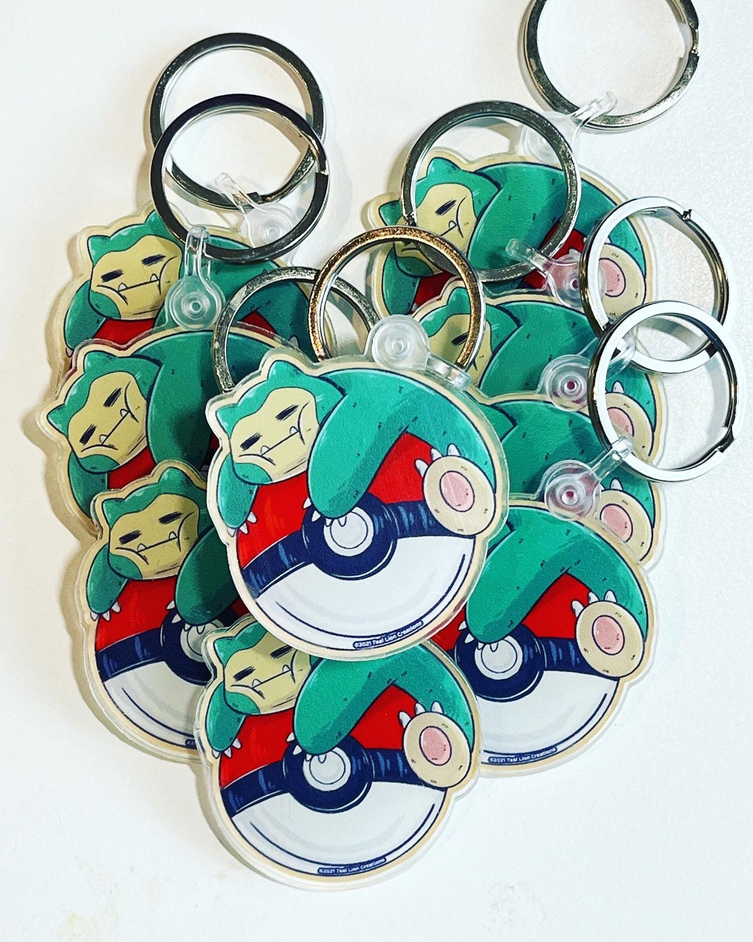 Snorlax Keychain Anime Pokemon Pokeball Acrylic Gift for Gamers Gift ...